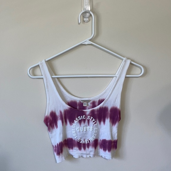 Guess | Tops | Guess Originals Tie Dye Purple And White Crop Top | Poshmark